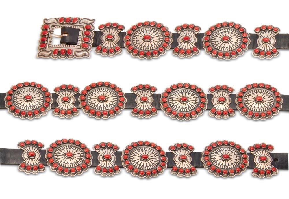 Gary Reeves | A Gary Reeves Navajo sterling silver and set coral concho ...