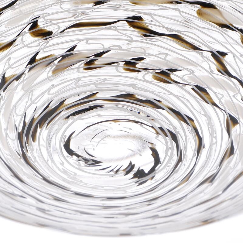 Tobias Møhl | A circular clear glass bowl, inlaid with white and brown ...