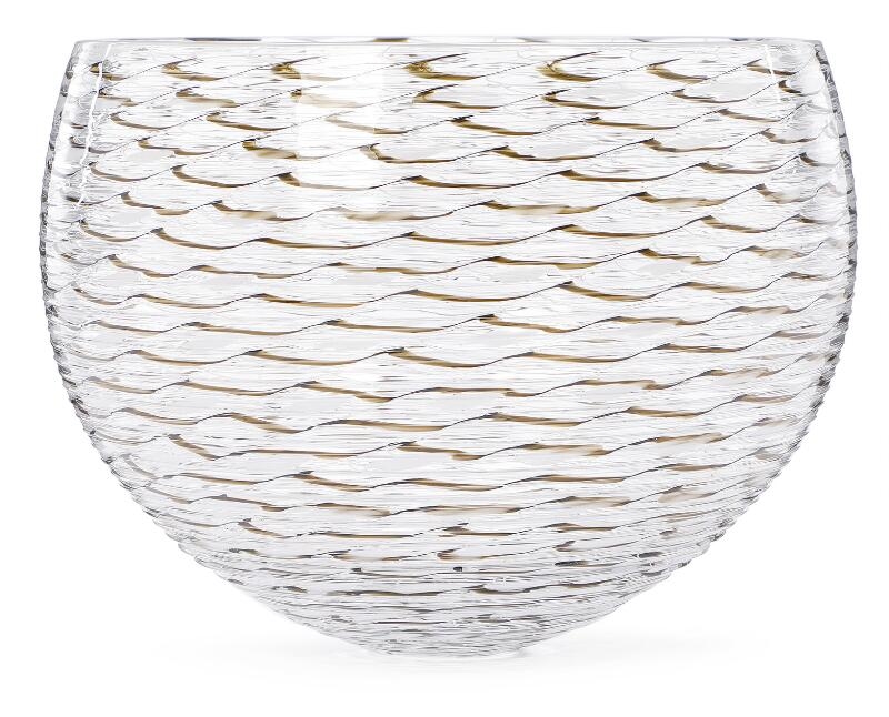 Tobias Møhl | A circular clear glass bowl, inlaid with white and brown ...