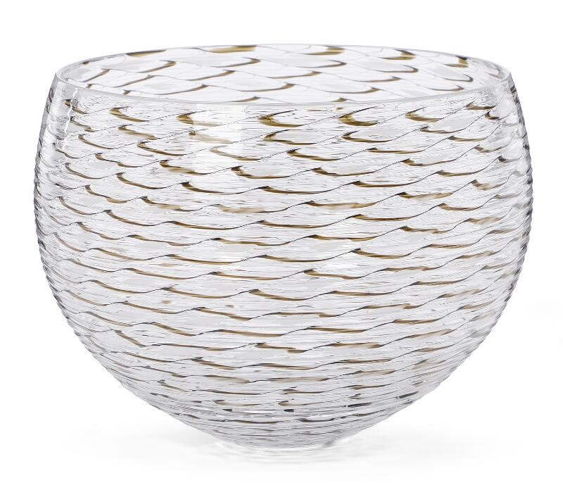 Tobias Møhl | A circular clear glass bowl, inlaid with white and brown ...