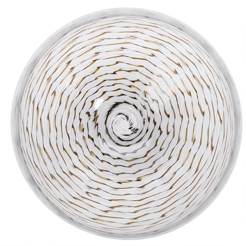 Tobias Møhl | A circular clear glass bowl, inlaid with white and brown ...