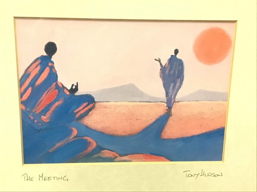 Tony Hudson | African scenes signed and titled on mount - The Meeting ...