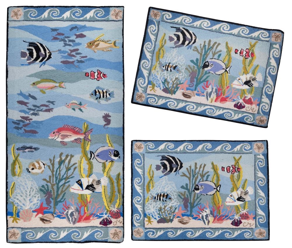 Claire Murray | THREE CLAIRE MURRAY CORAL REEF HOOKED RUGS | MutualArt