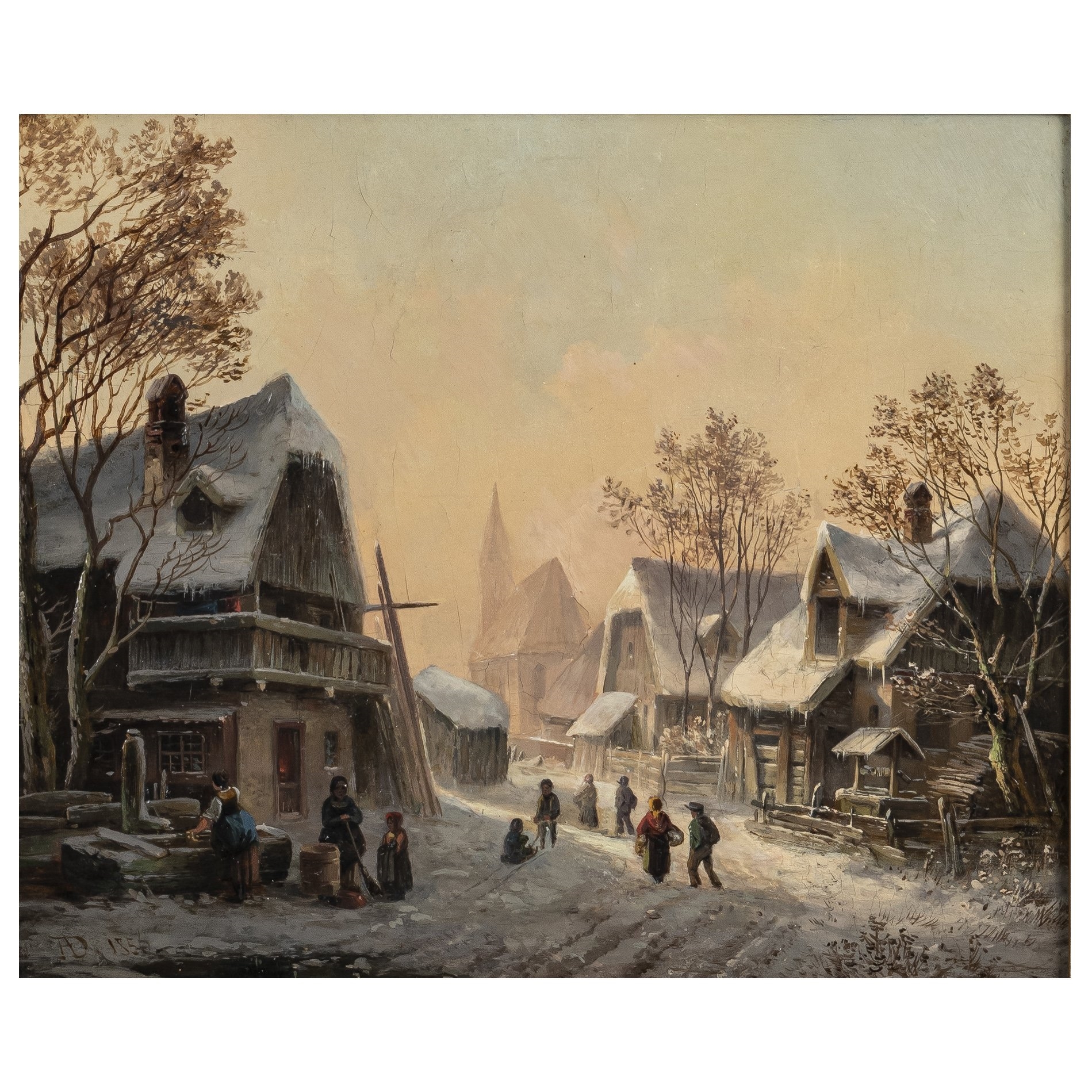 Anton Doll | Winter village view (1856) | MutualArt