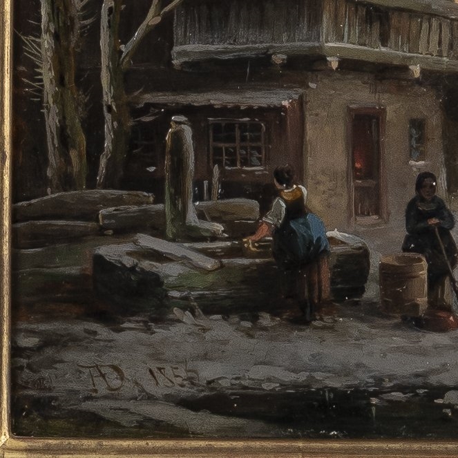 Anton Doll | Winter village view (1856) | MutualArt