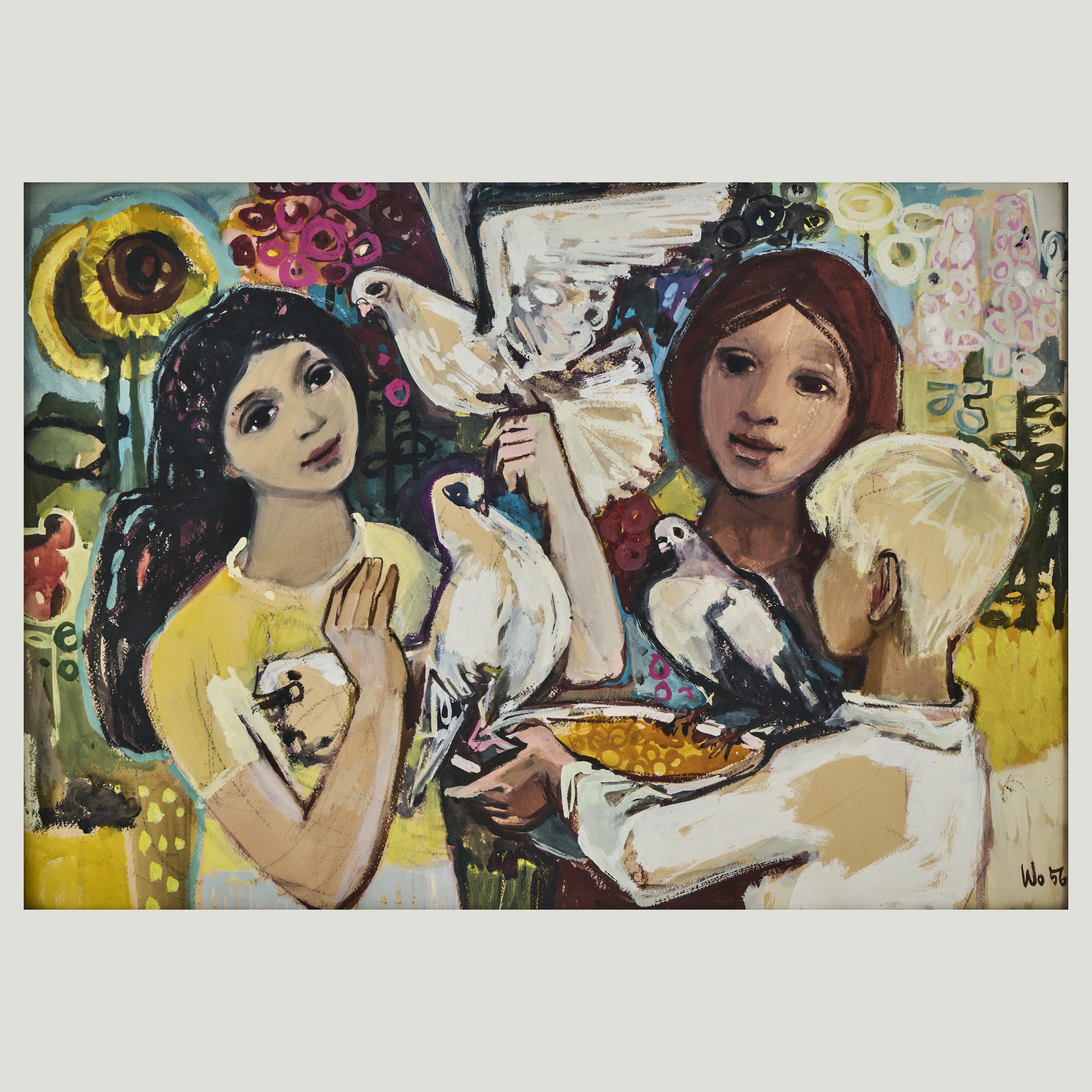 Walter Womacka | Children with flowers and doves | MutualArt