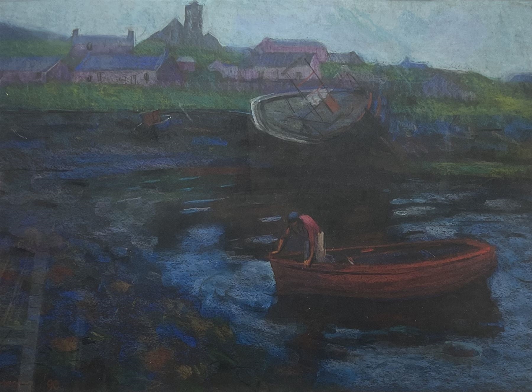 John Mackie | Fishing Boat on the Edge of the Shore - 'Crail Fife (1990 ...