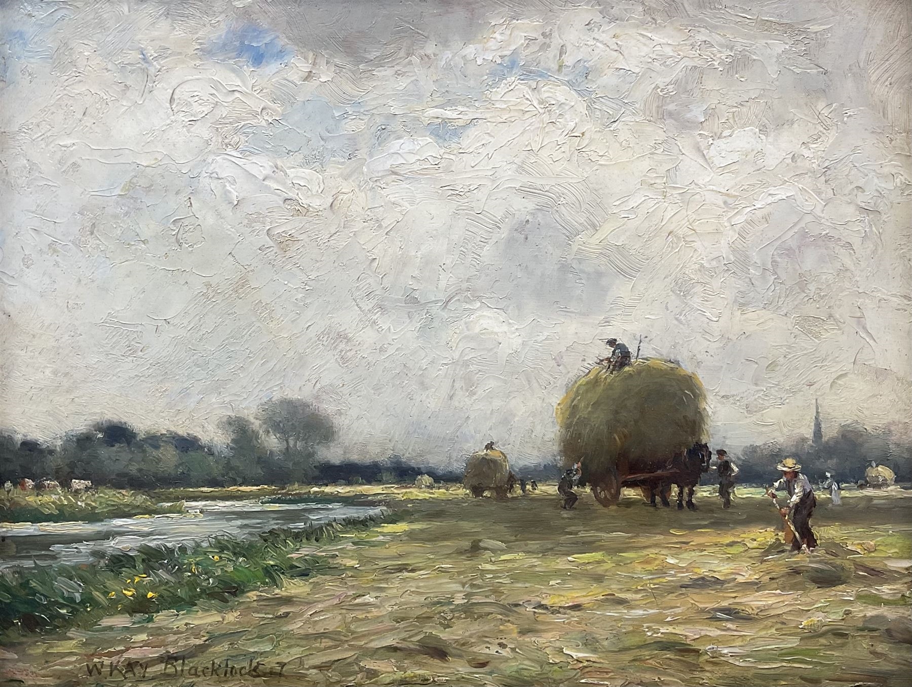 William Kay Blacklock | Loading the Hay Carts (1917) | MutualArt