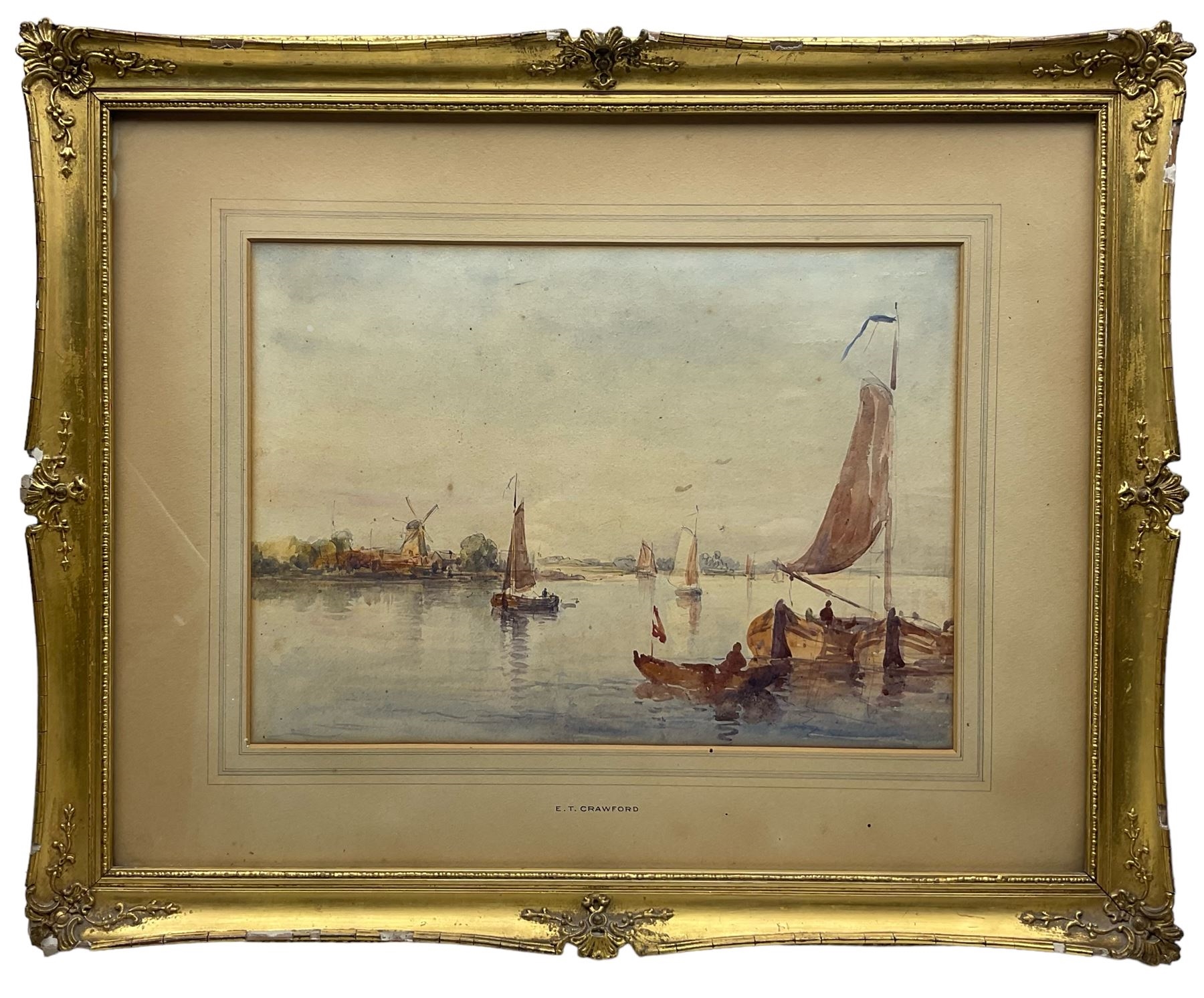 Edmund Thornton Crawford | Calm Waters Beside a Windmill (1839) | MutualArt