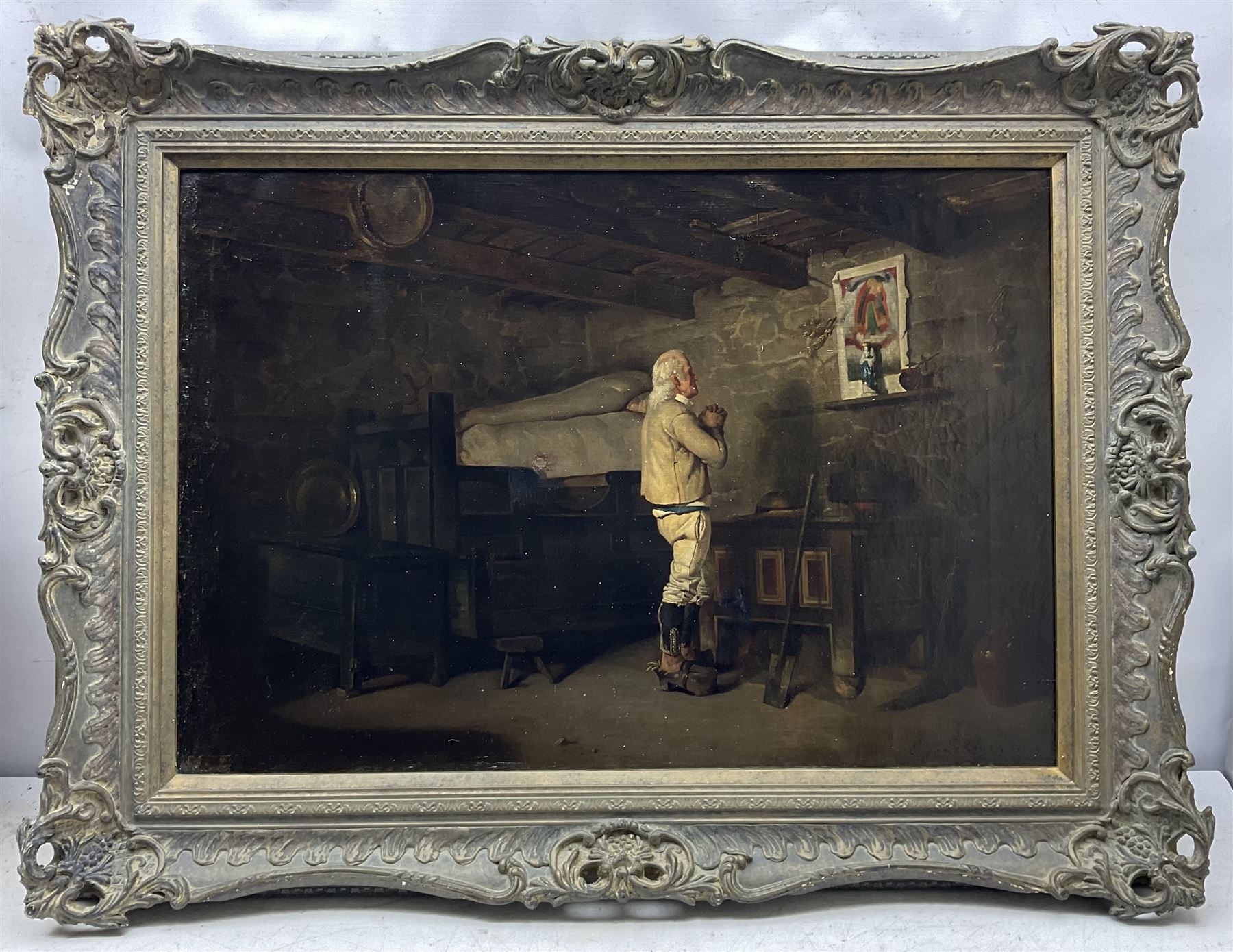 Louis Eugène Leroux | Gentleman Praying to a Shrine (1869) | MutualArt