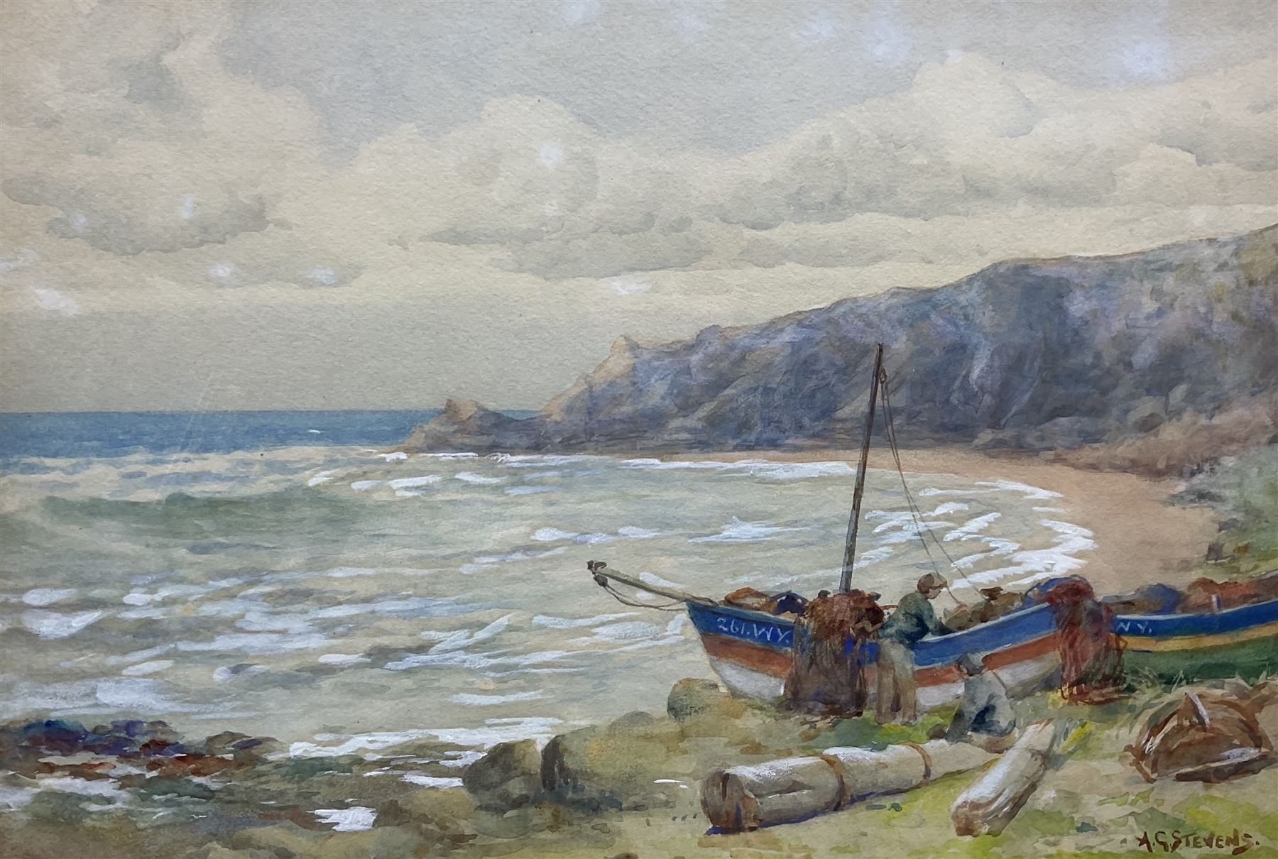 Albert George Stevens | Whitby Cobles at Runswick Bay (2008) | MutualArt