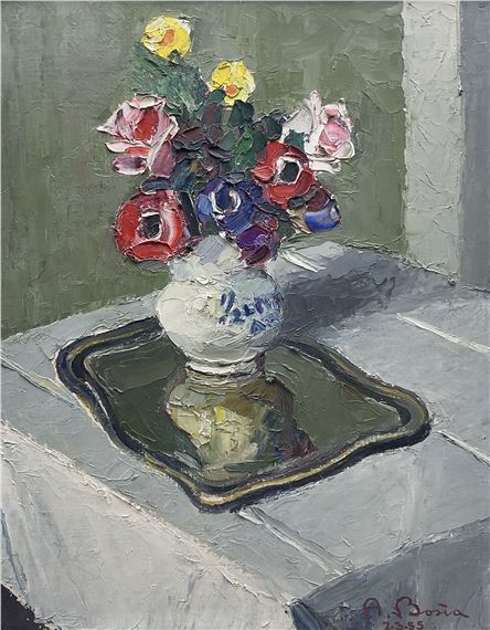 Agostino Bosia | Still Life of Pansies and Flowers in a Vase (1955 ...
