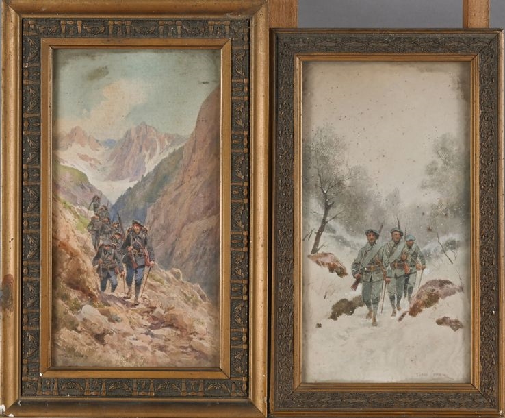 Pierre Comba | In batch: Three alpine hunters in the snow | MutualArt