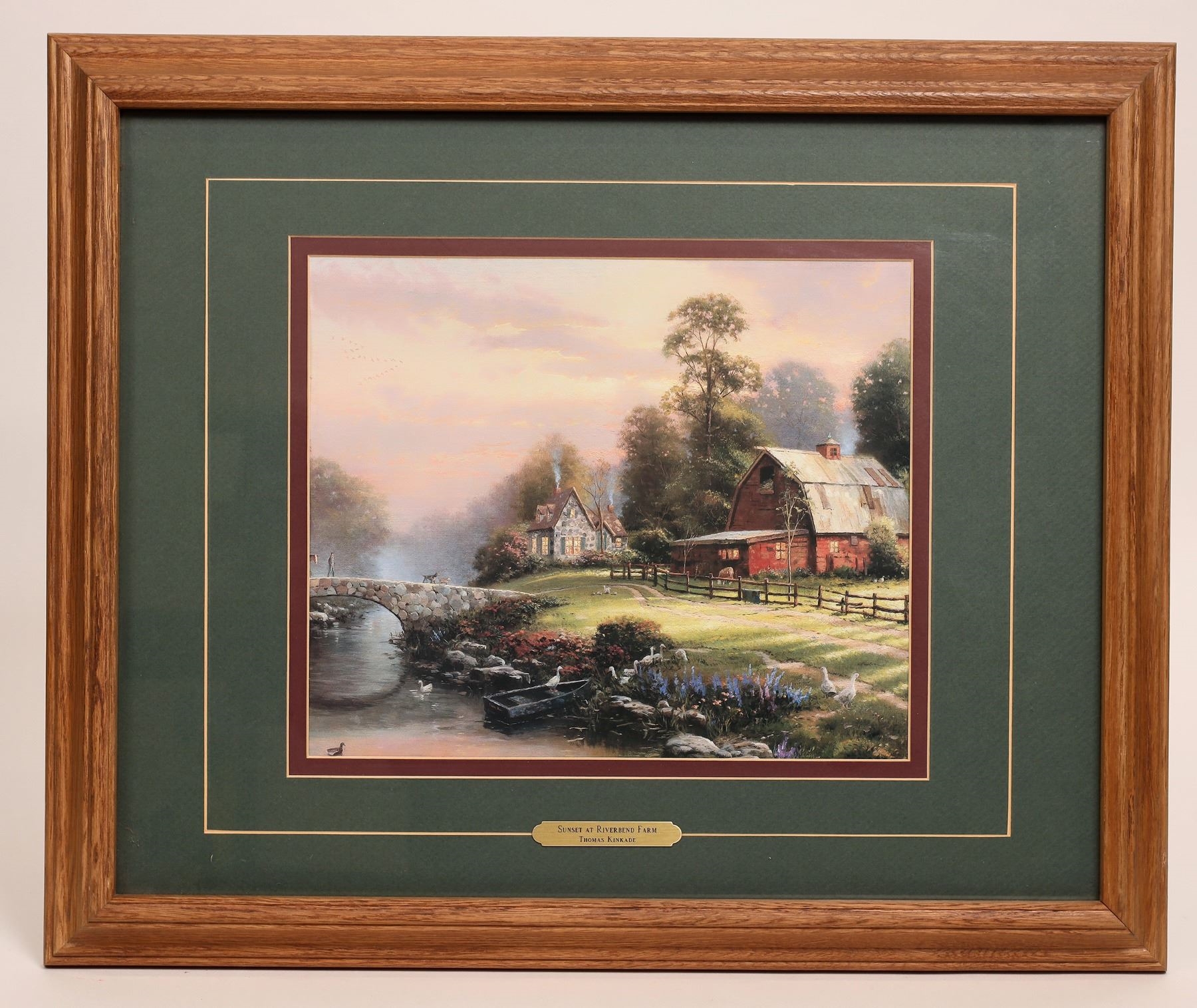 Thomas Kinkade | Sunset at Riverbank Farm by Kinkade | MutualArt
