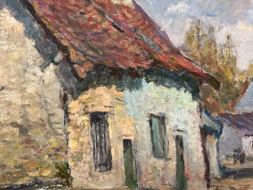 Anna Boch | Entrance to busy farm (1886) | MutualArt