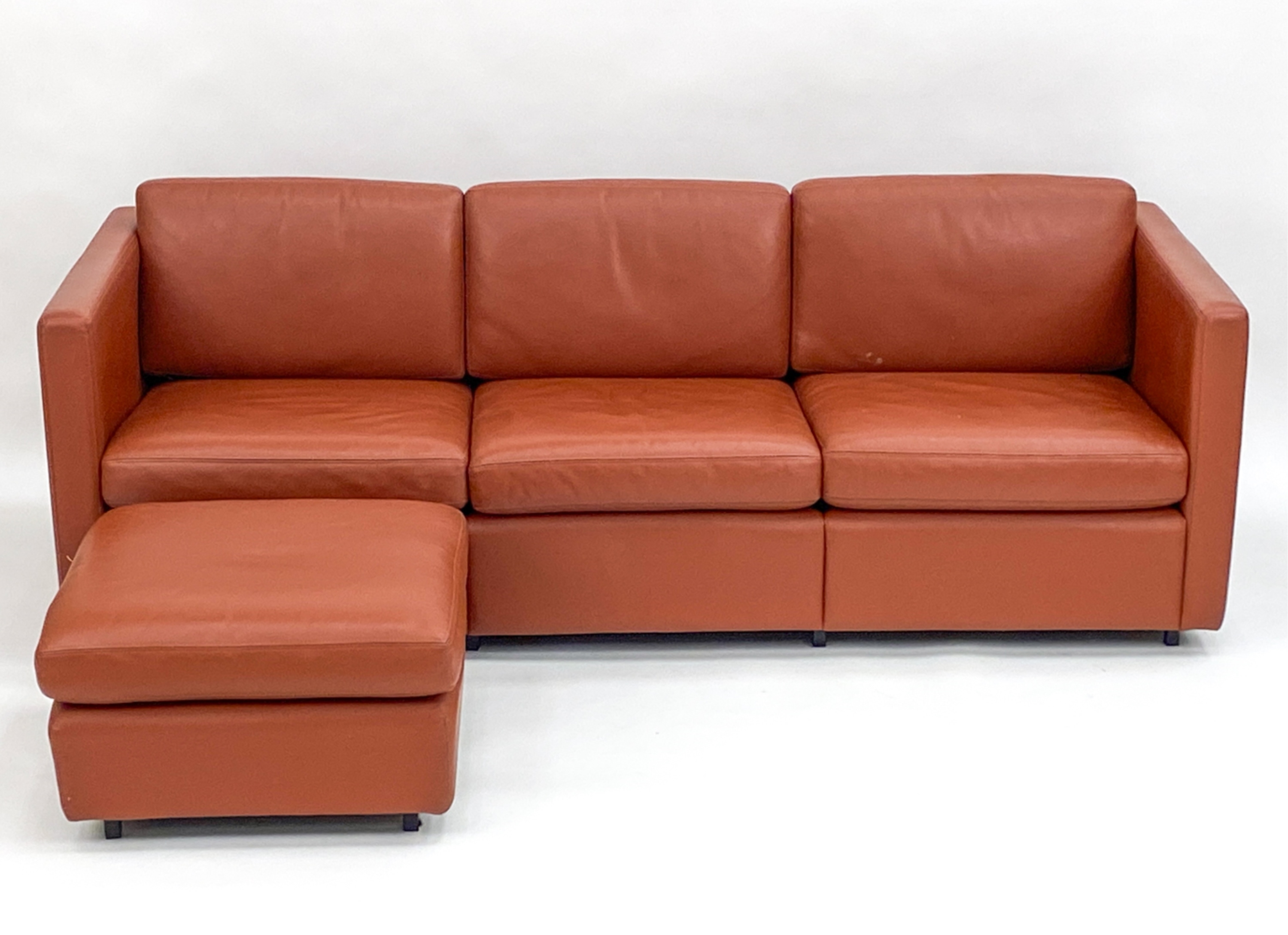 Charles Pfister | CHARLES PFISTER FOR KNOLL LEATHER SOFA & OTTOMAN ...