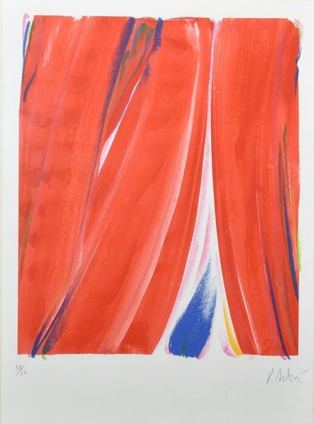 Olivier Debré | Ocre vertical de Loire aux tâches bleues et vertes en ...