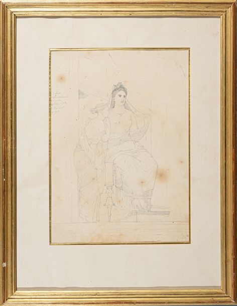 Felix Duban | Antique mural painting Black pencil | MutualArt