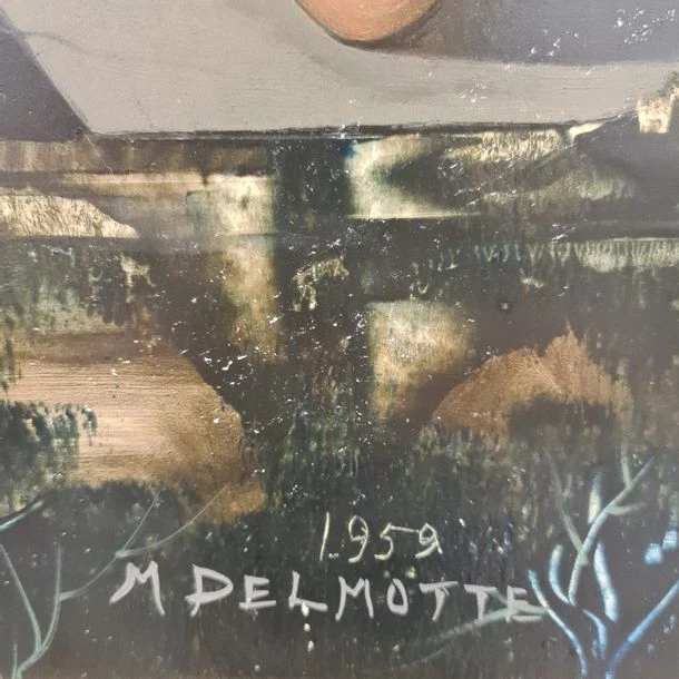 Marcel Delmotte | Female nude reclining in front of a surrealist ...