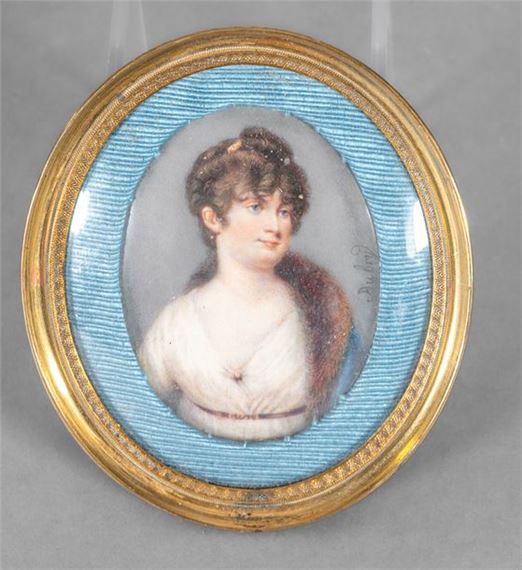 Louis François Aubry | Oval miniature bust portrait of a young woman in ...