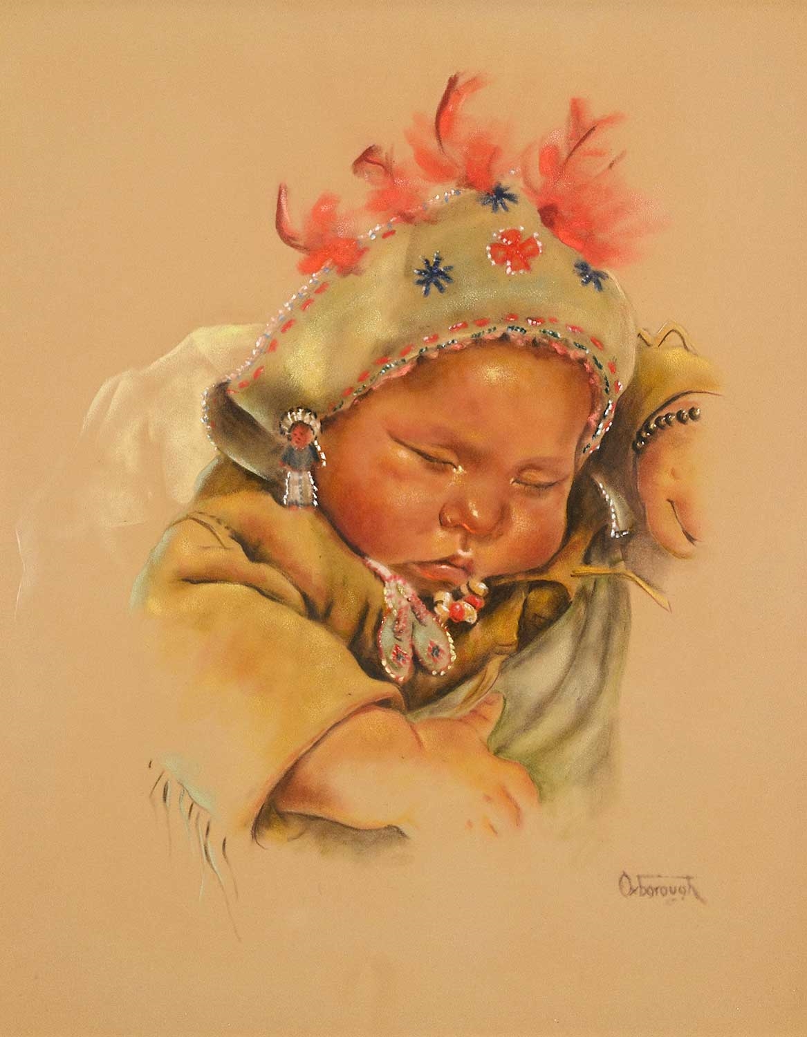 Dorothy Marie Oxborough | Untitled - Buckskin Baby with Orange Feathers ...
