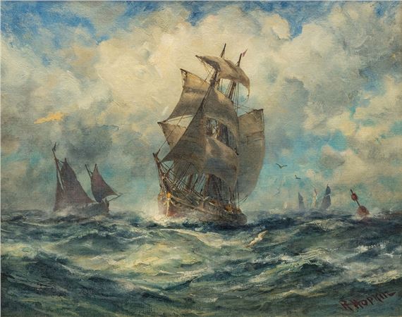 Robert Hopkin | Sailing Vessel in Choppy Seas | MutualArt