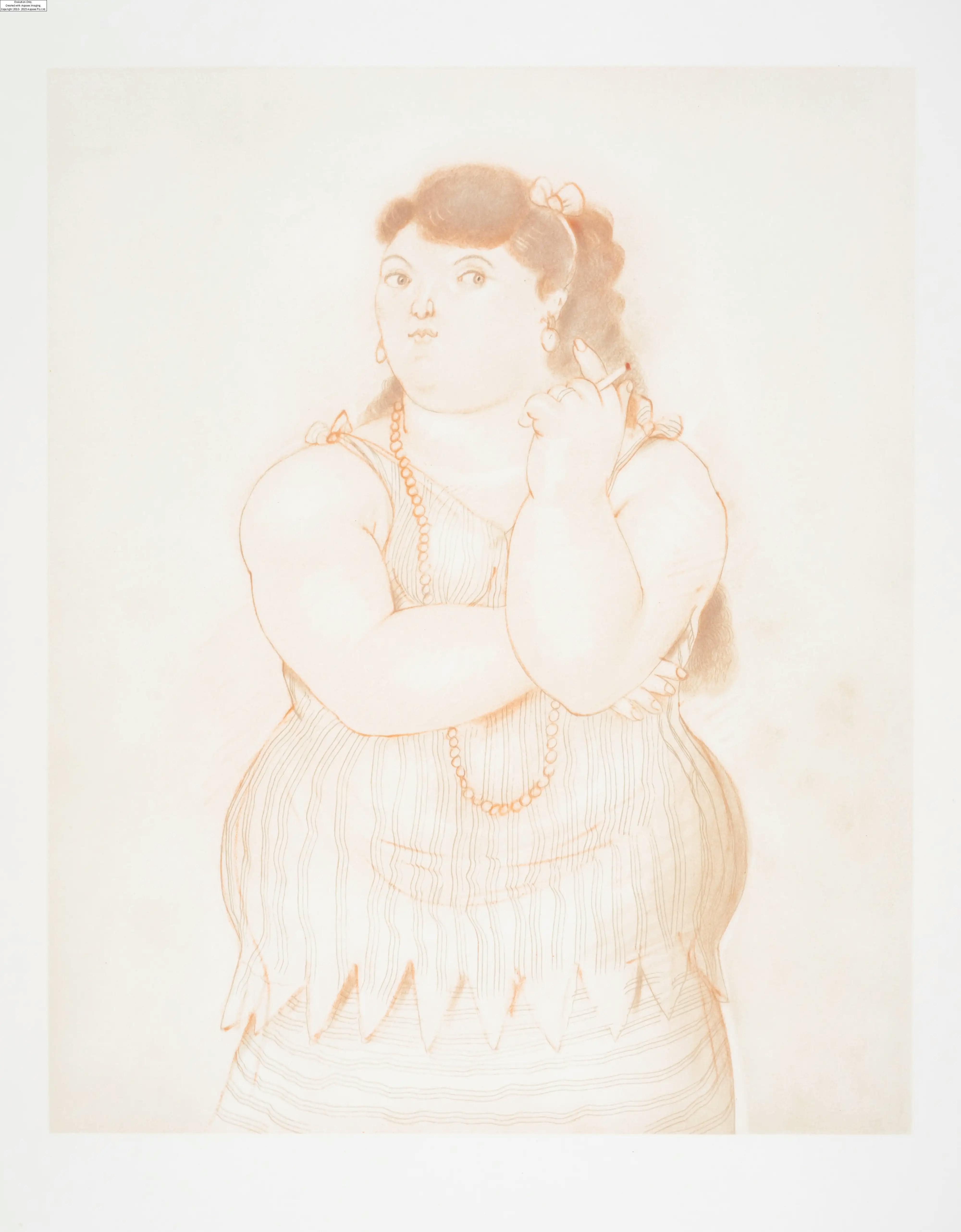 Fernando Botero | Fernando Botero (b.1932) Mujer Fumando (1965) | MutualArt