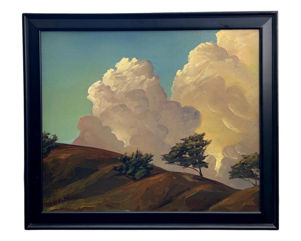 William Hawkins | Signed William Hawkins Hillside Oil on Panel | MutualArt