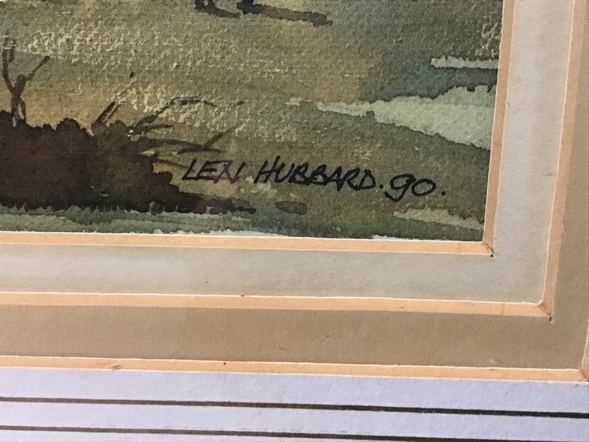 Len Hubbard | coastal sunset view with figures in foreground | MutualArt