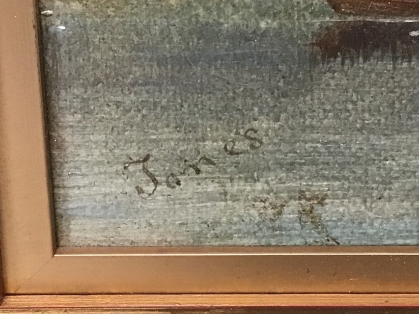 Jones | river landscape with figures and boats by riverside and ...