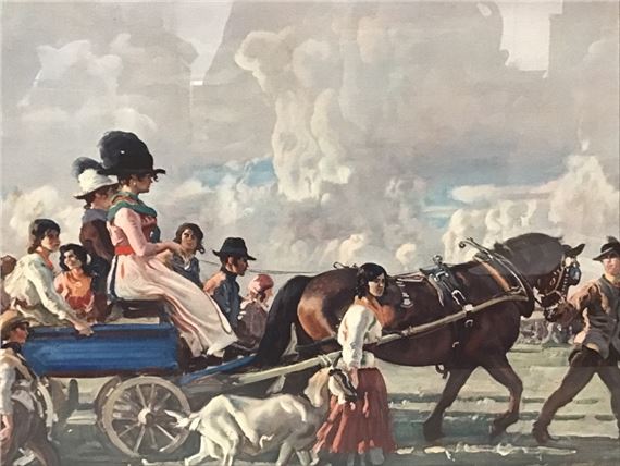 Sir Alfred James Munnings | gypsy travellers & horse cart | MutualArt