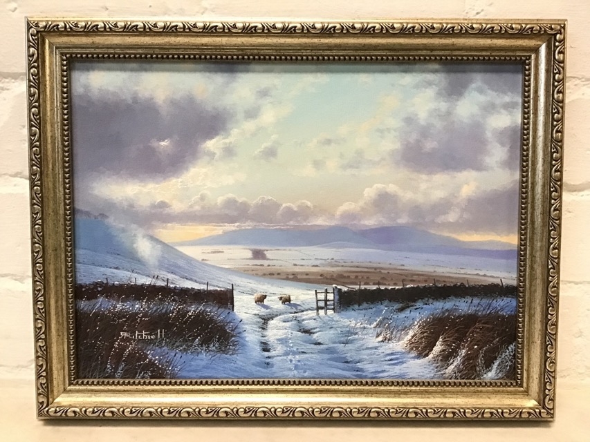 Robert Ritchie | winter landscape through gate with sheep | MutualArt