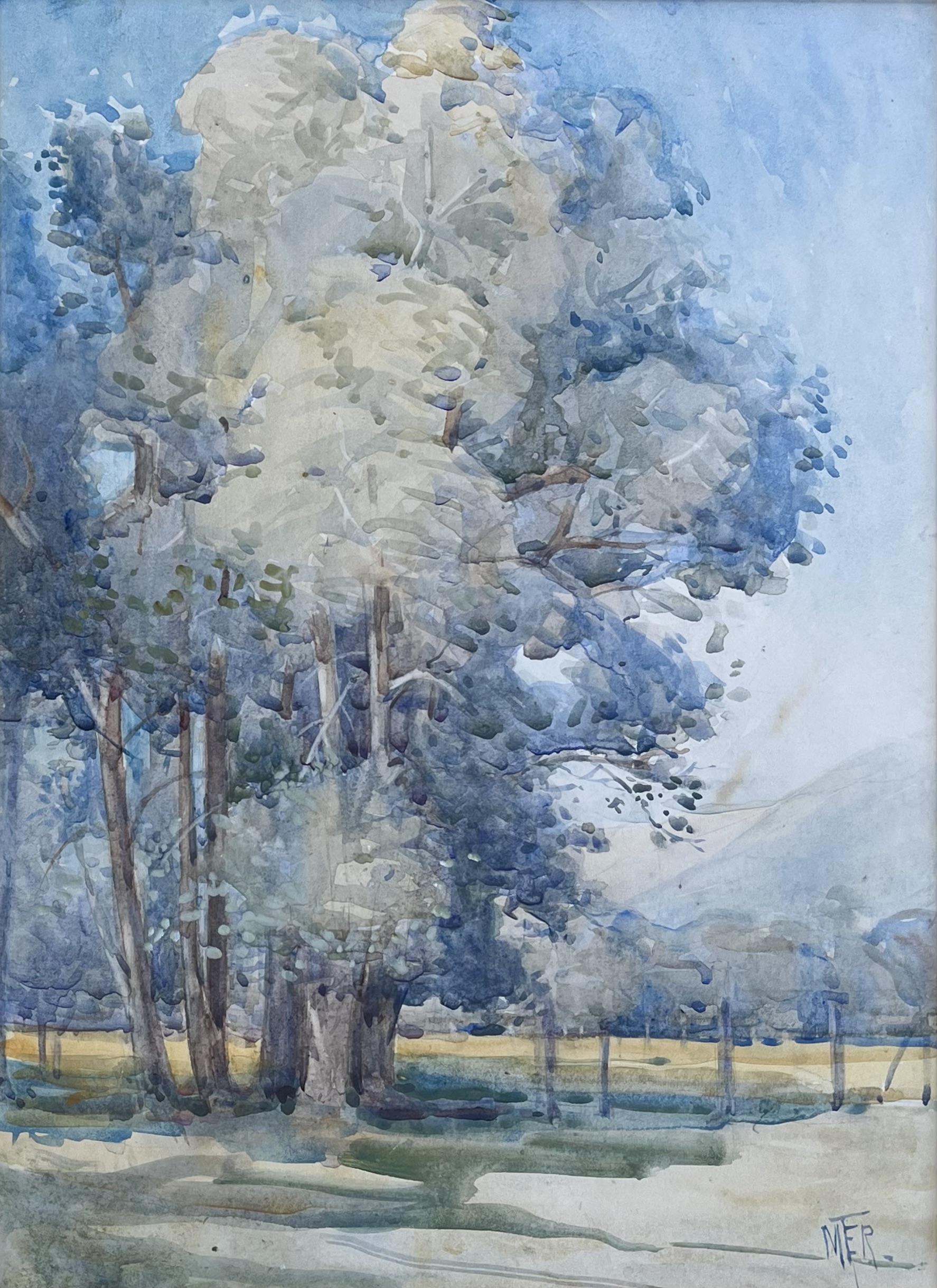 Mary Elizabeth Tripe | Landscape with trees and fence line | MutualArt