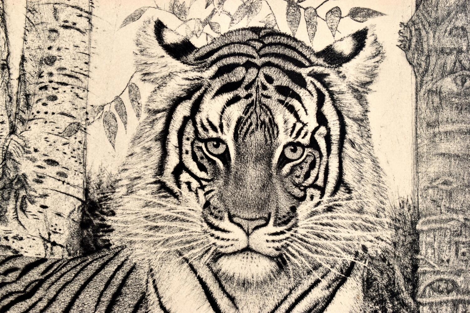 Eduard Wiiralt | Eduard Wiiralt 1898-1954 Etching Reclining tiger ...