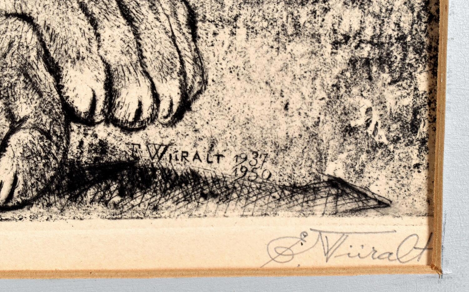 Eduard Wiiralt | Eduard Wiiralt 1898-1954 Etching Reclining tiger ...