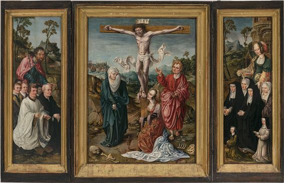 Flemish School, 16th Century | Triptych with the Crucifixion of Jesus (1990) | MutualArt