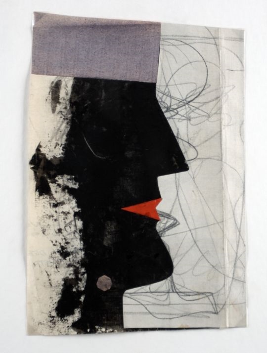 Hermann Glöckner | Schwarzes Profil - Roter Mund (1957) | MutualArt