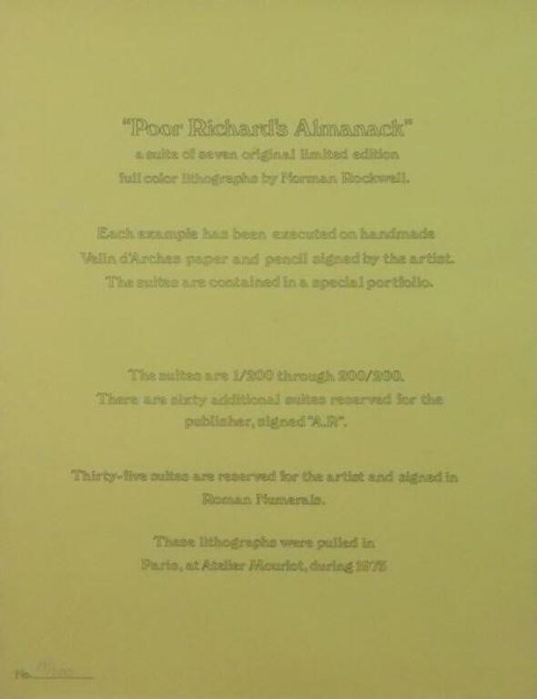 Norman Rockwell | NORMAN ROCKWELL - POOR RICHARD'S ALMANACK SUITE ...