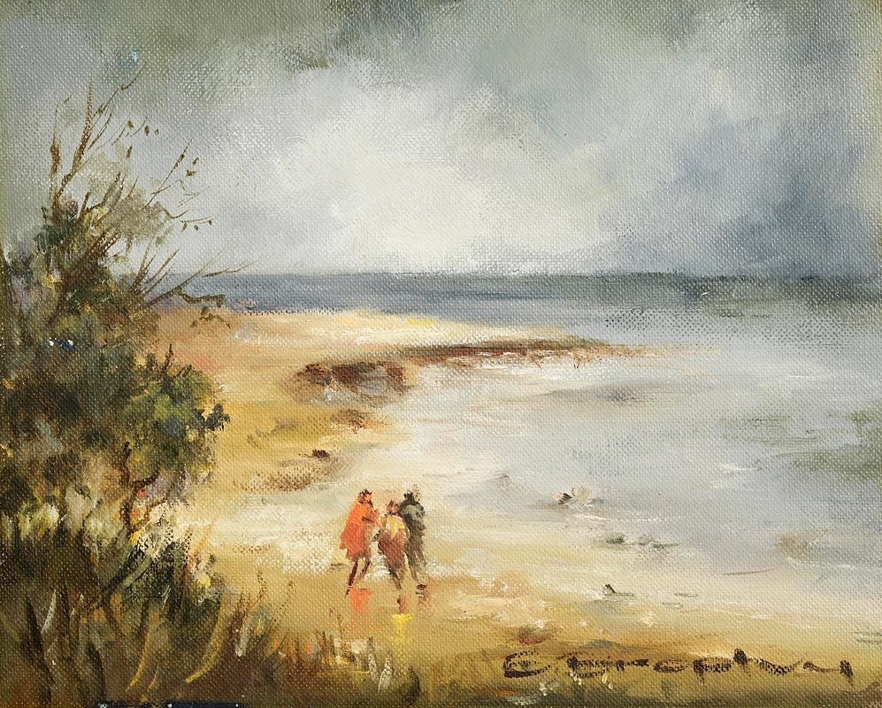 Elizabeth Brophy | Figures Walking on a Beach | MutualArt
