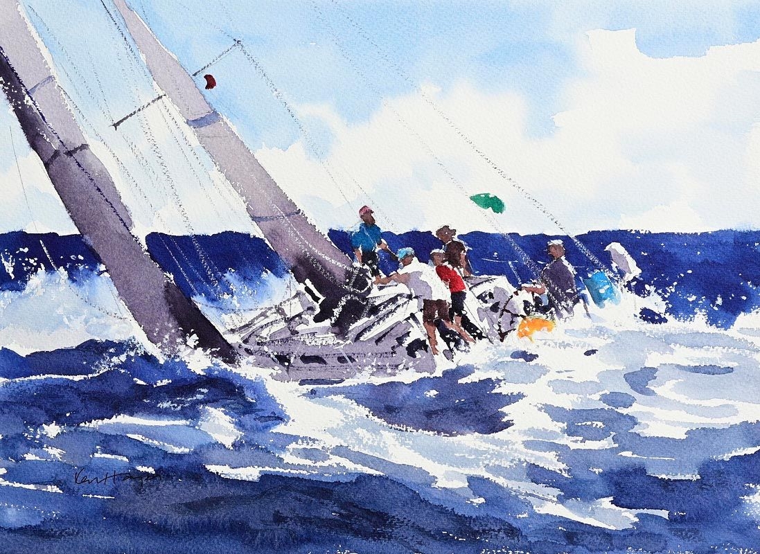 Ken Hayes | Sailing In Rough Seas | MutualArt