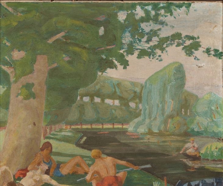 Pierre Roux | Repos et bateau sur le canal. | MutualArt