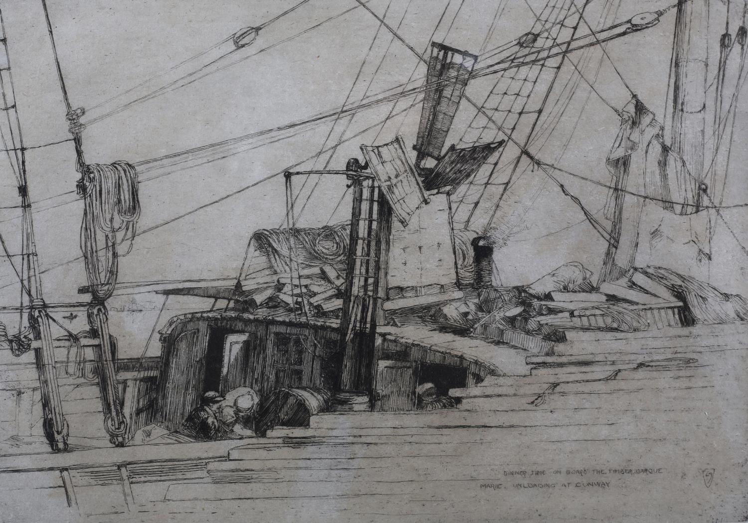 Frank Short | 'Dinner-time on board the timber barque 'Marie' unloading ...