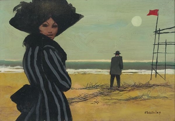 Fausto Maria Liberatore | Spiaggia-La bandiera rossa | MutualArt