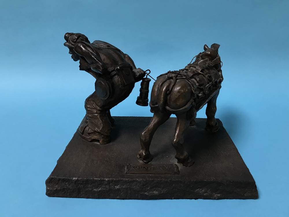 Robert Olley | A Robert Olley sculpture of a miner leading a pit pony ...