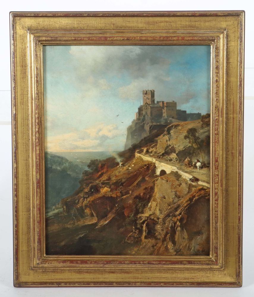 Charles Hoguet | Ansicht einer Brug an der Steilküste, unten rechts bez ...