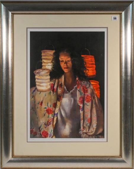 Robert Lenkiewicz | Anna with Paper Lanterns | MutualArt