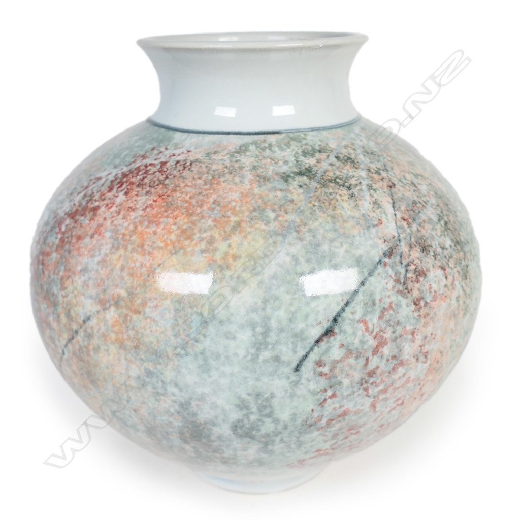 Peter Shearer | Peter Shearer large spherical vase speckled red & grey ...