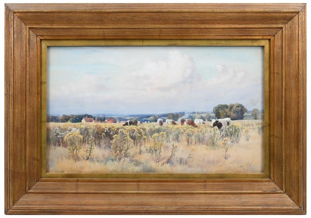 John Macpherson | JOHN MACPHERSON COWS GRAZING PAINTING | MutualArt