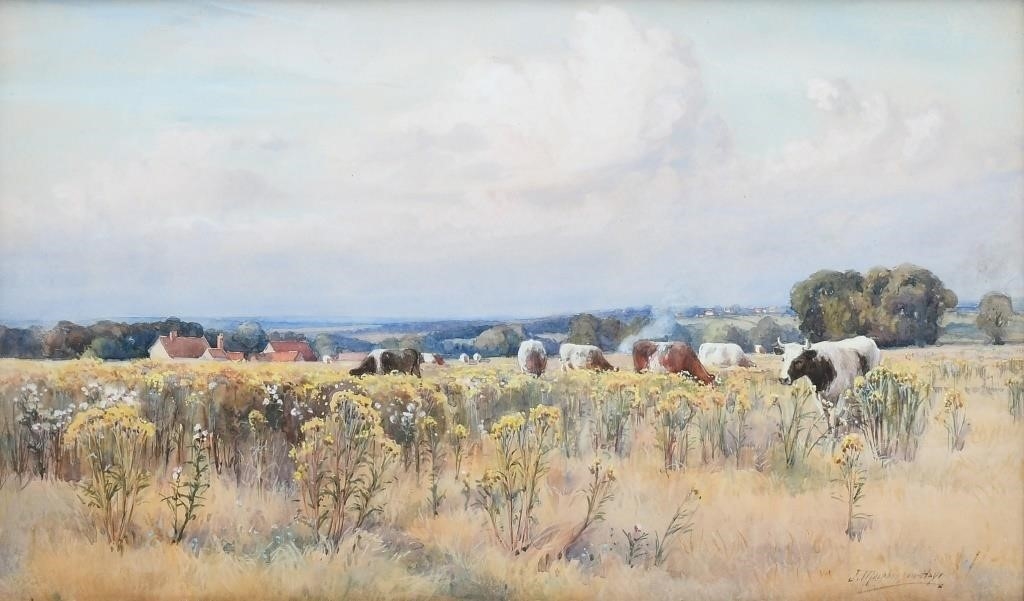 John Macpherson | JOHN MACPHERSON COWS GRAZING PAINTING | MutualArt