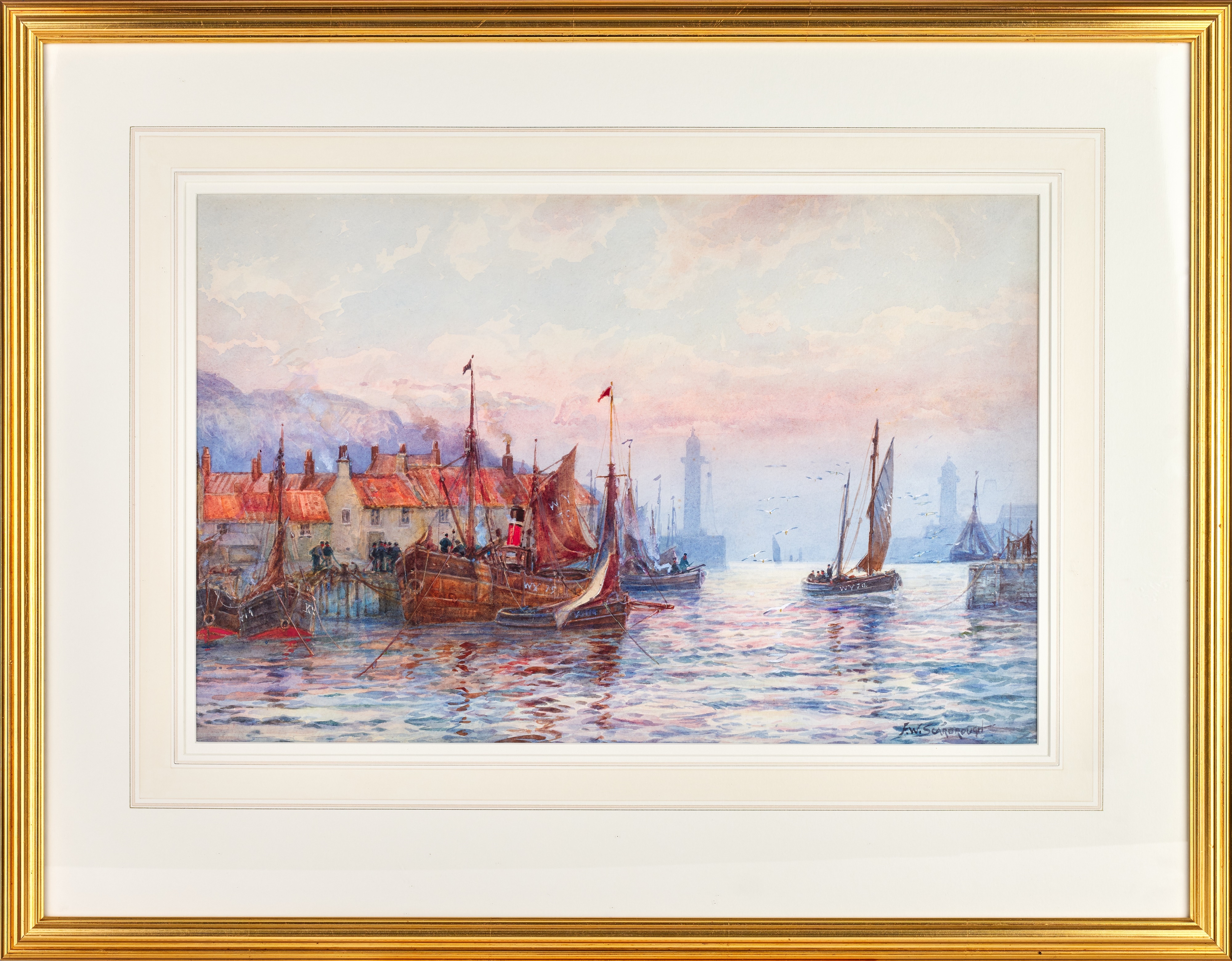 Frederick William Scarborough | Shipping scene with masted ships ...